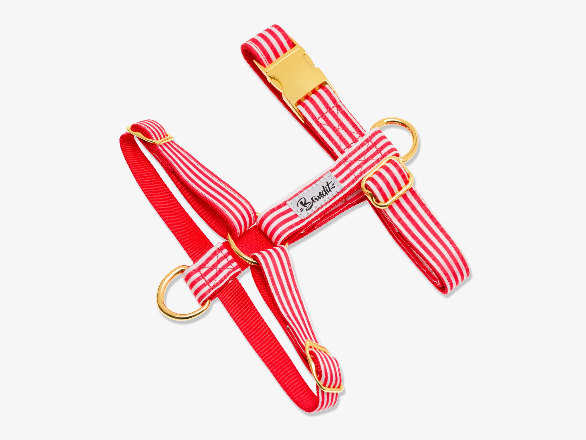 Harnais chien rayé rouge et blanc - French Bandit